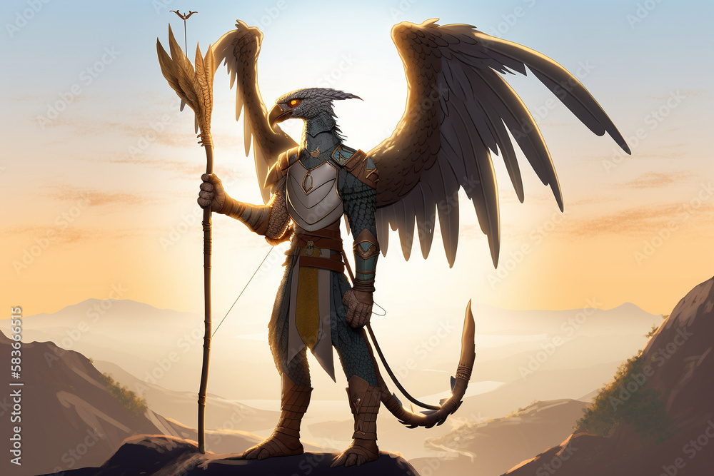 AI Generated DND Paladin Aarakocra Bird Character, From the Elemental ...