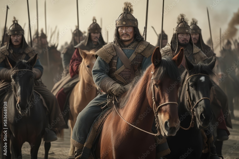 Genghis Khan's male and female Mongolian generals and warriors on the ...