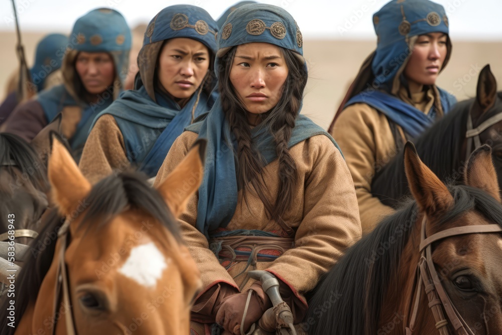 Genghis Khan's male and female Mongolian generals and warriors on the ...