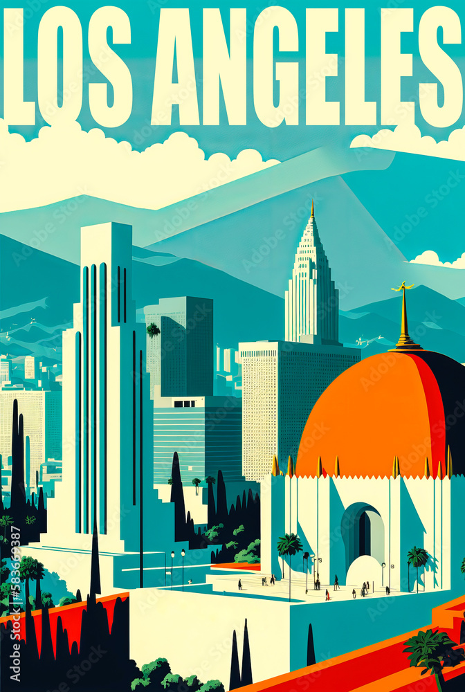 Los Angeles skyline with the Griffith Observatory illuminated by the ...