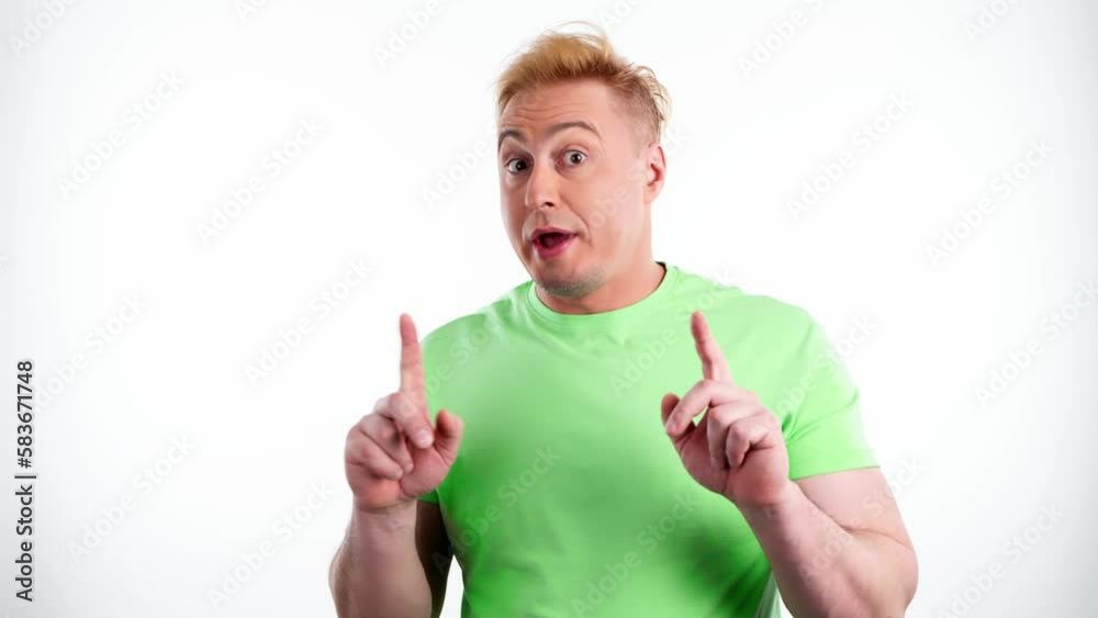 Displeased man says no in stop gesture crossing hands. Guy doing ...