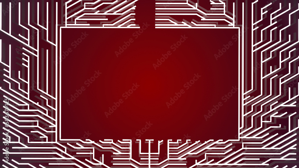 Abstract white wireframe on red bg. Ai growing geometric pattern of ...