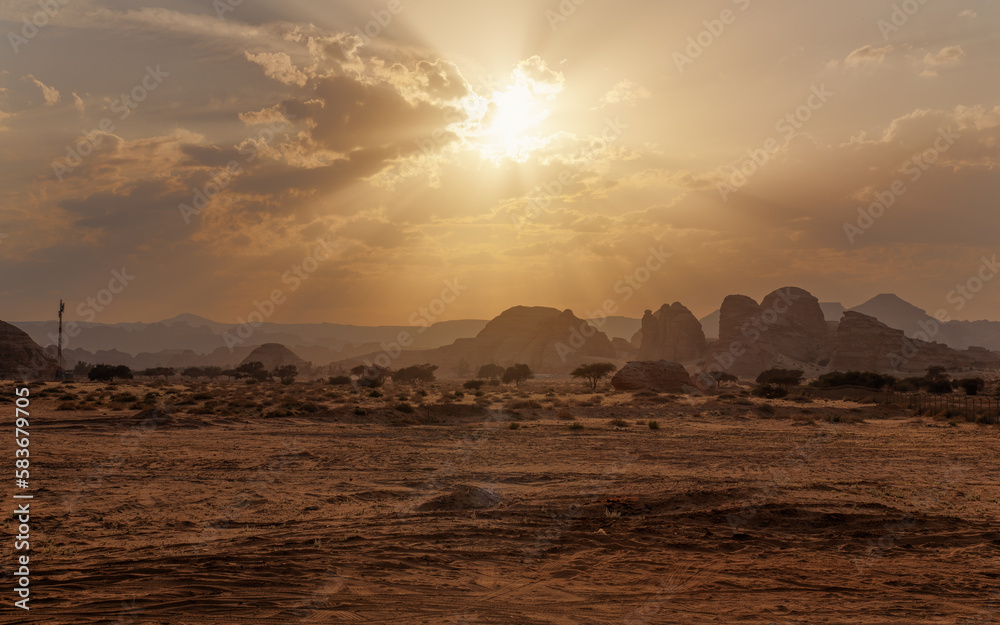 Typical landscape in Alula region near Hegra Mada'in Salih ...