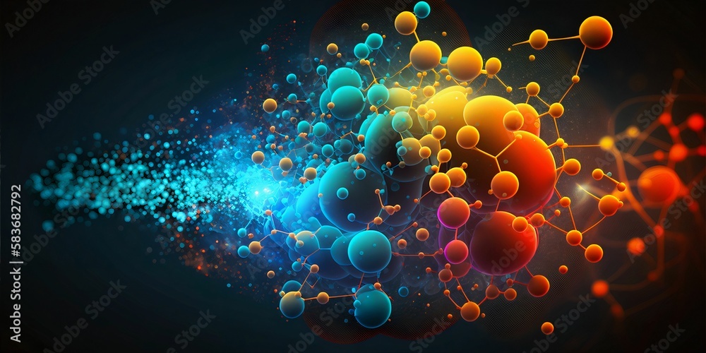 Scientific Illustration Background With Connected Molecular Shapes Created Using Generative Ai