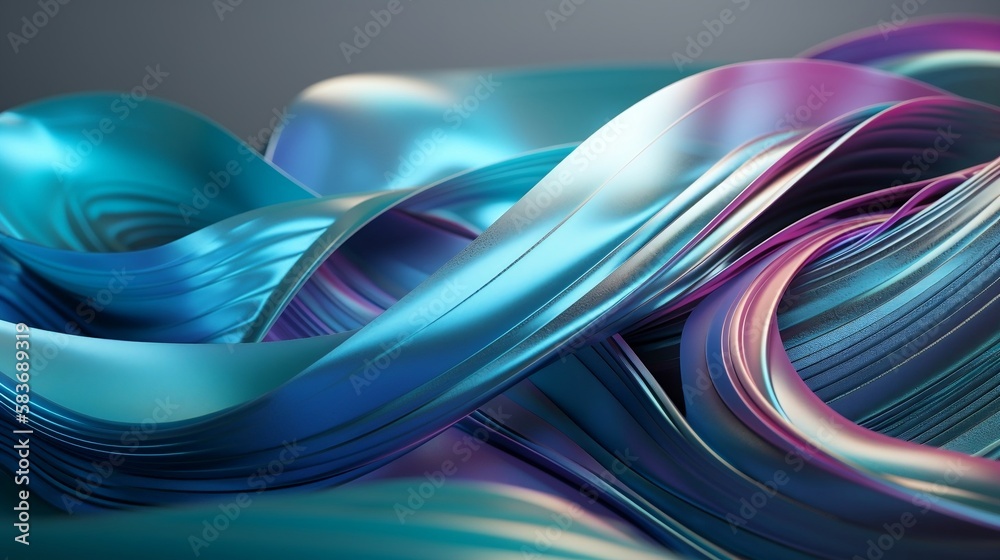 intertwining ribbons, minimalist, iridescent, fiber optic, electronic ...