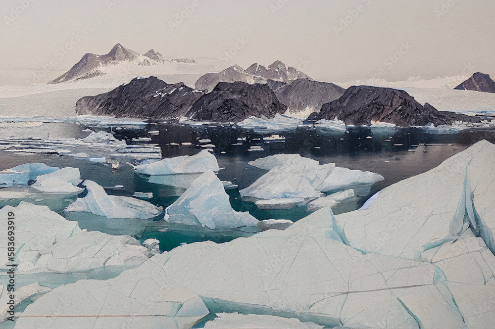 Watercolor, Melting Arctic and Greenland Glaciers: The Devastating ...
