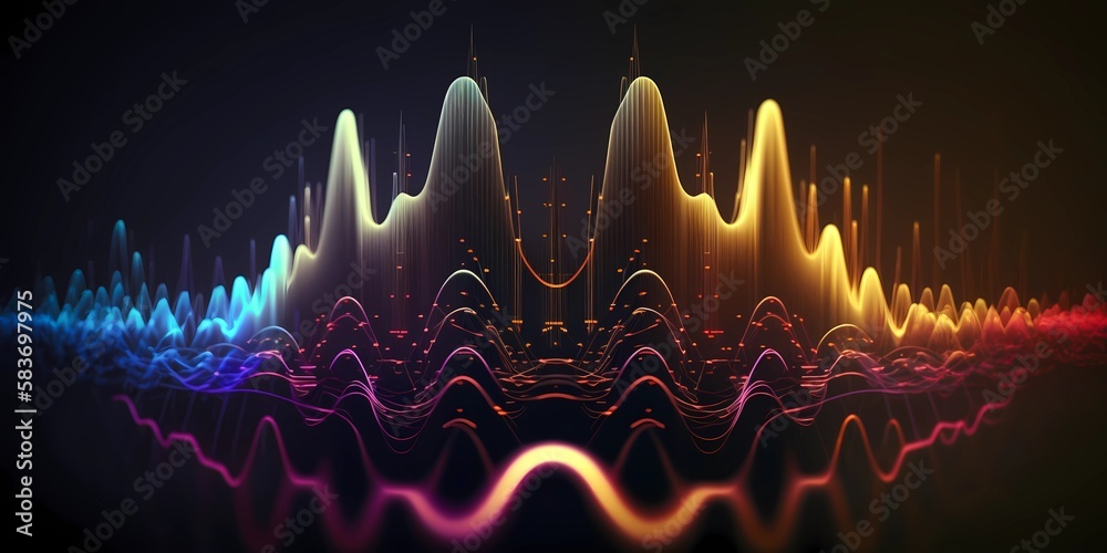 Abstract soundwave visual background. Dynamic motion neon lines ...