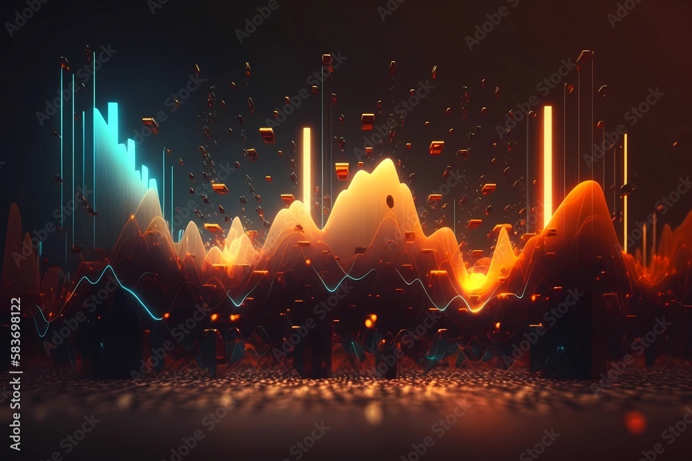 Abstract soundwave visual background. Dynamic motion neon lines ...