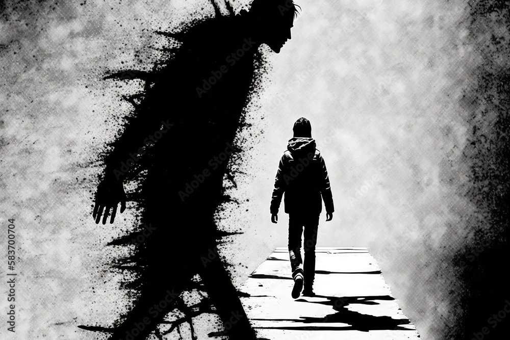 Silhouette of person walking away from another person who is reaching ...