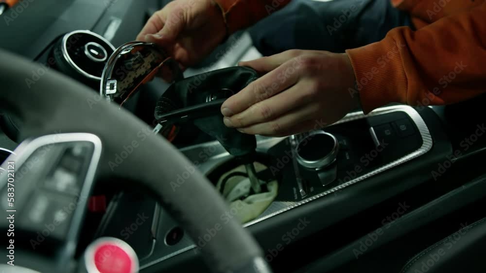 Salon of a prestigious modern luxury car Concept of passion for driving ...