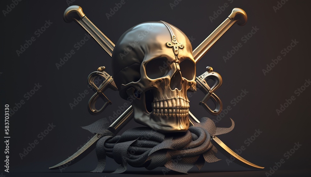 skull pirate symbol, digital art illustration, Generative AI Stock Illustration | Adobe Stock