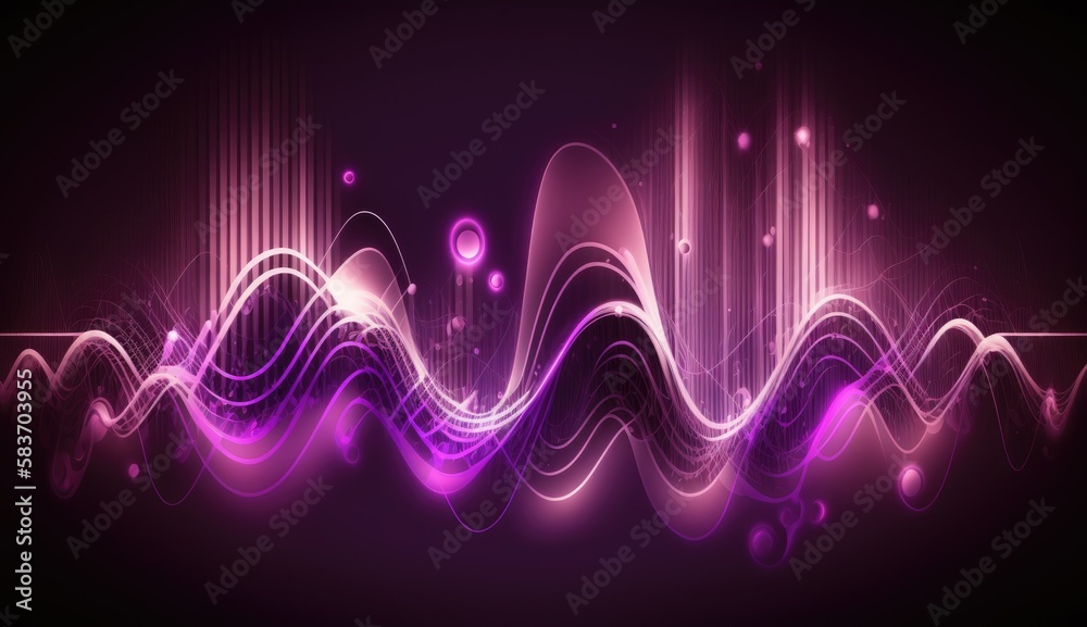 Ilustracja Stock: Purple sound waves abstract background. Neon music ...