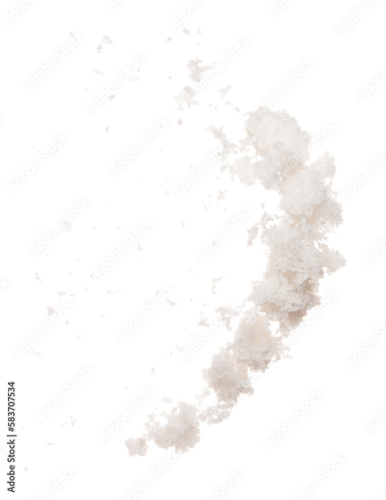 Crystal Salt flying explosion, flake white grain salts explode abstract ...