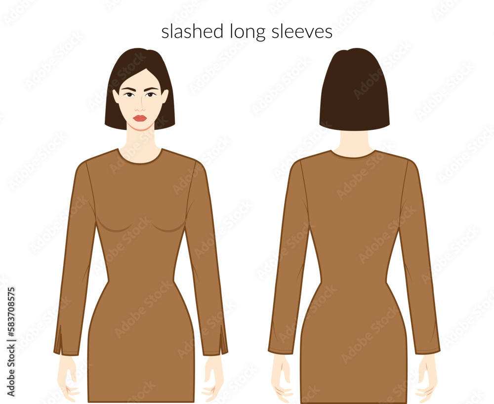 Slashed sleeves long length clothes character beautiful lady in brown ...