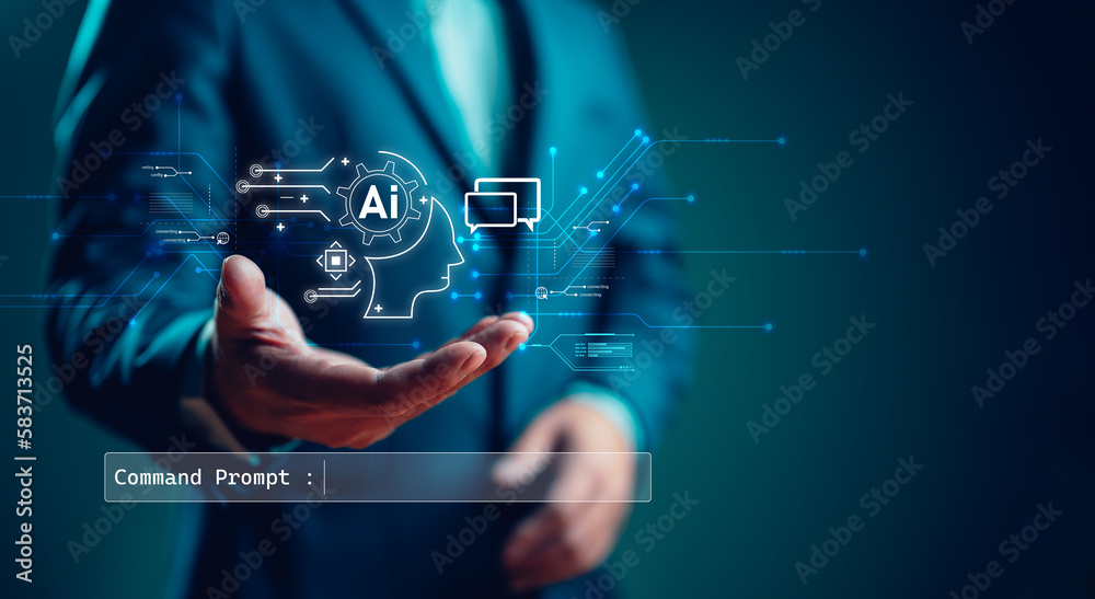 Ai technology, Artificial Intelligence. Man using technology smart robot AI, artificial ...