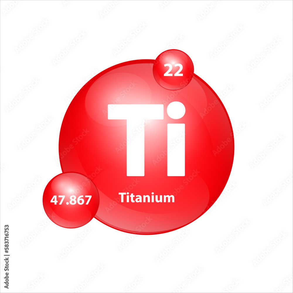 Vetor de Titanium (Ti) icon structure chemical element round shape ...