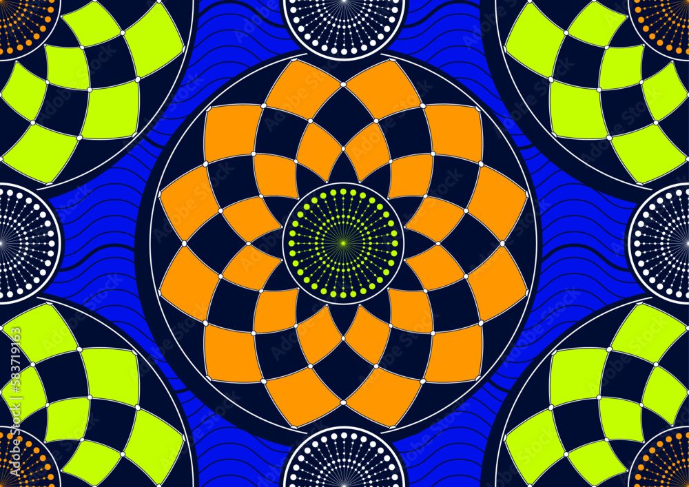 abstract african pattern background, circle and line, textile art ...