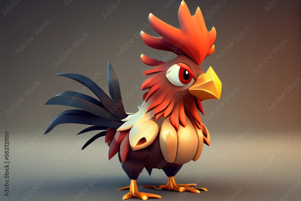 Cute 3d Cartoon Rooster Character. Generative AI. Digital Art ...