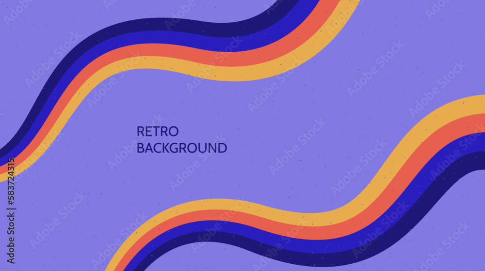 Retro wave lines background. Colourful wavy path wallpaper. Vintage ...