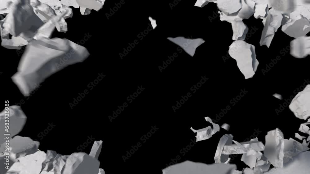 ground destructions falling through the camera.4k animation render with ...