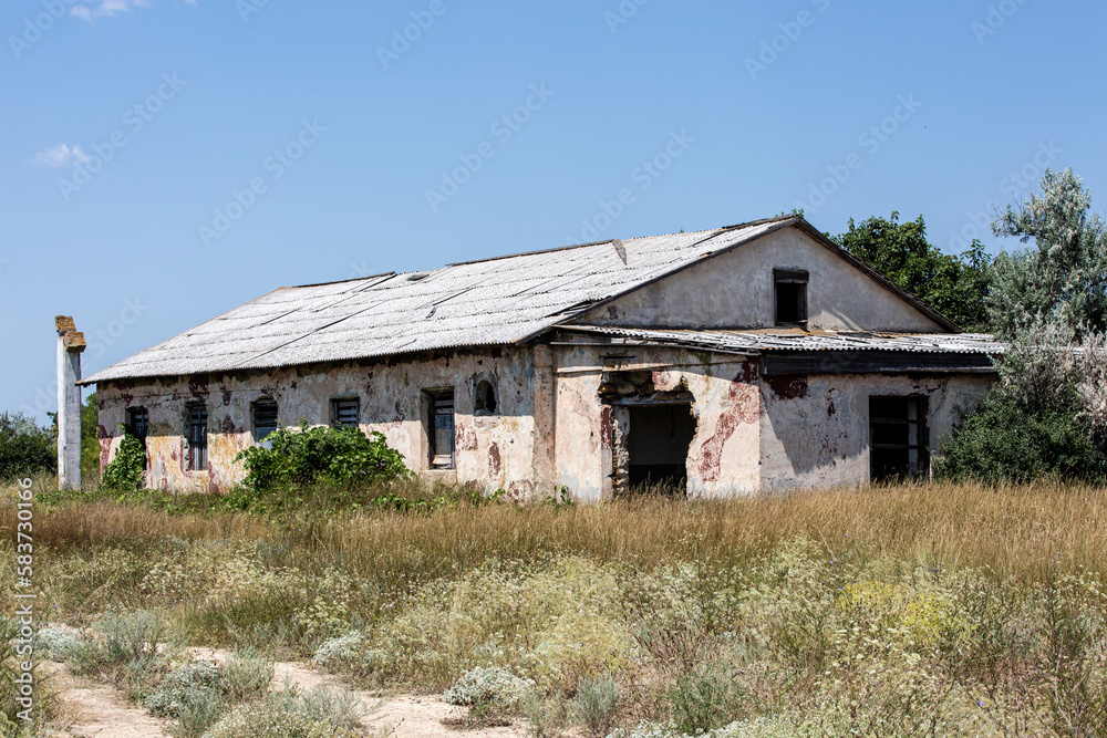 Old abandoned Russian barracks. Military part of the Soviet Union ...