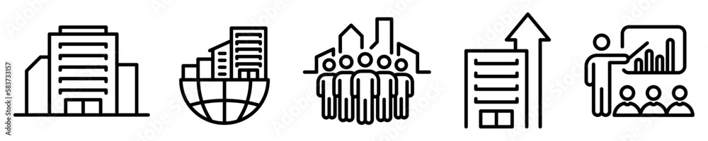 Conjunto de iconos de empresa. Concepto de negocios. Gestión ...