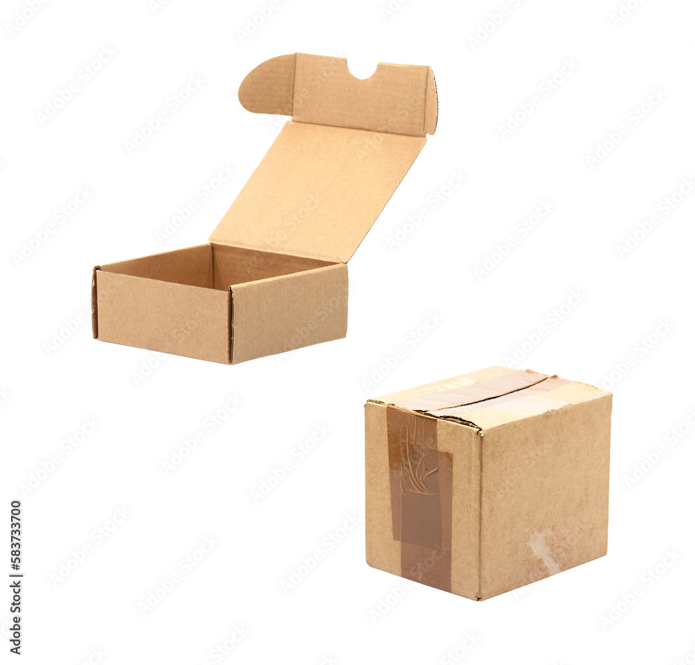 Old cardboard box isolated on transparent background.PNG format Stock ...