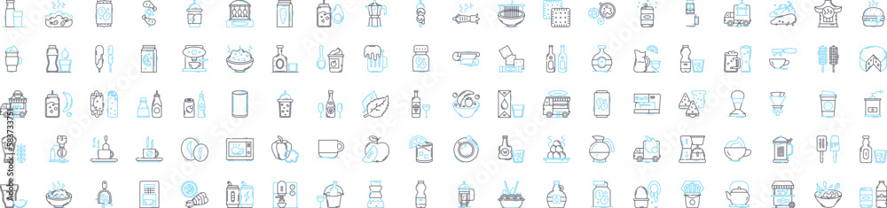 Food and beverage vector line icons set. Cuisine, Drink, Food, Beverage ...