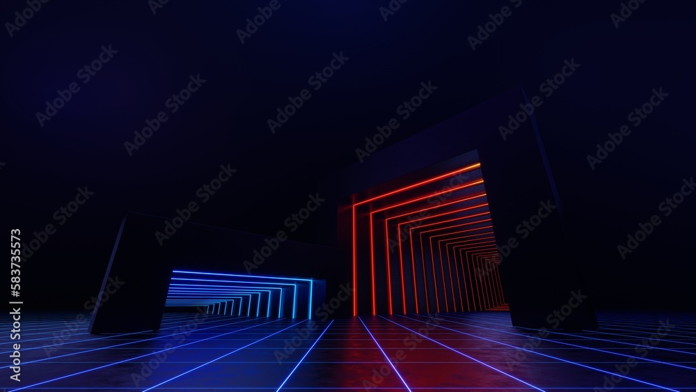 3d technology abstract neon light background, empty space scene ...