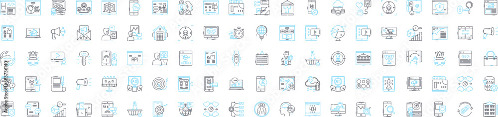 Web services vector line icons set. Web, services, API, REST, SOAP ...