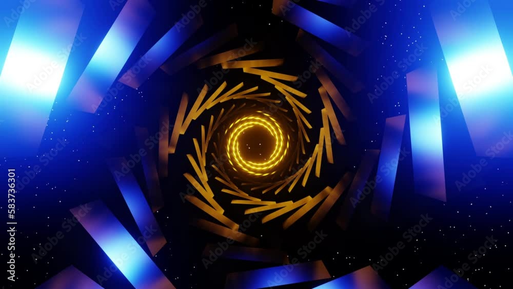 Vidéo Stock Abstract spiral Vj animation blue and yellow neon ...