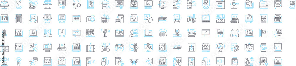 Digital technologies vector line icons set. Digital, Technologies ...