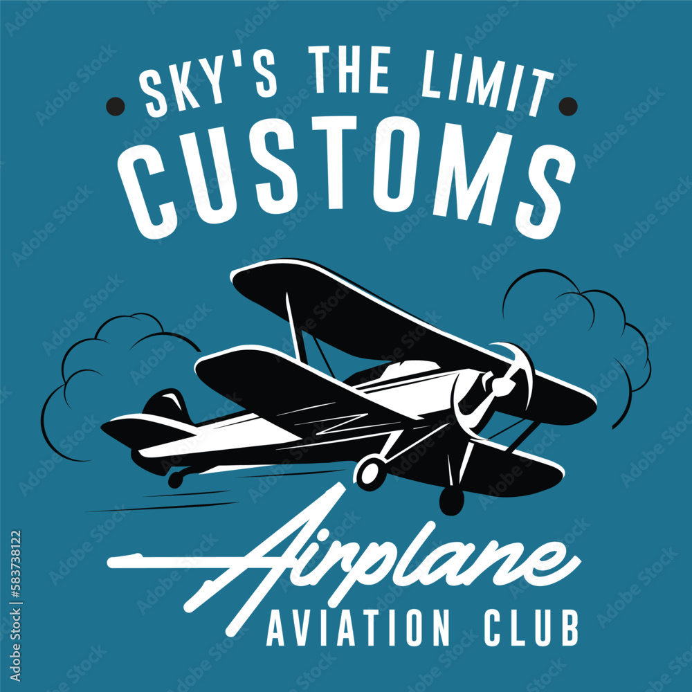Flying club retro graphic. Concept for shirt, print, seal, overlay or ...