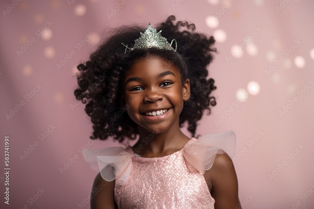 cute little black girl disguised in fairy fay princess looking proud ...