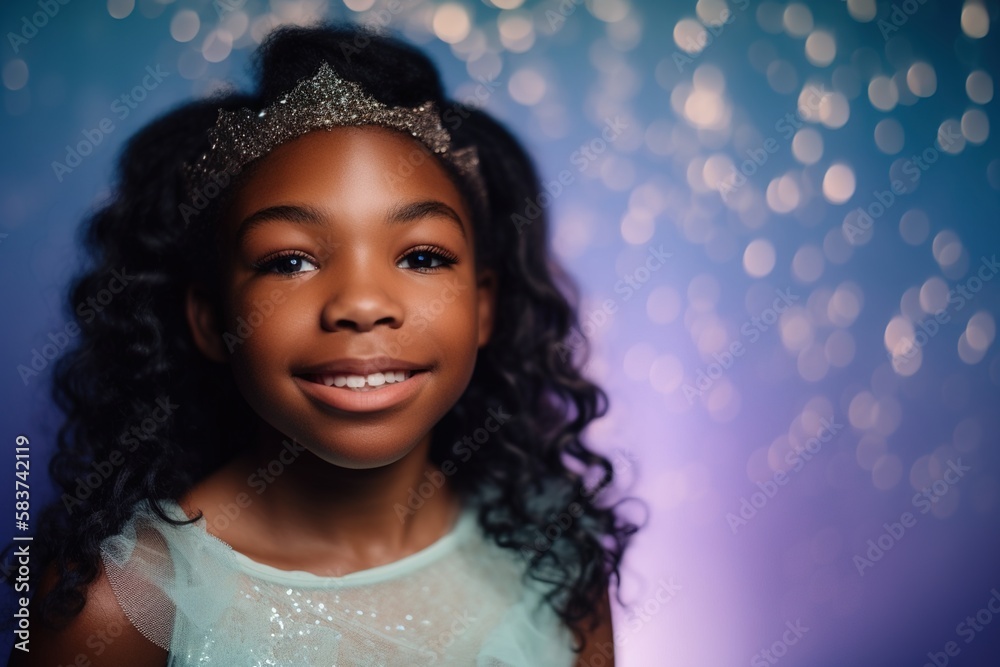 cute little black girl disguised in fairy fay princess looking proud ...