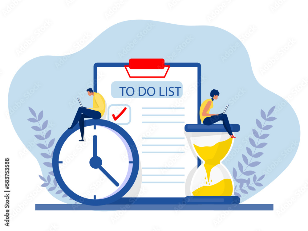 To do list , People do tasks and check schedules. people do tasks and ...