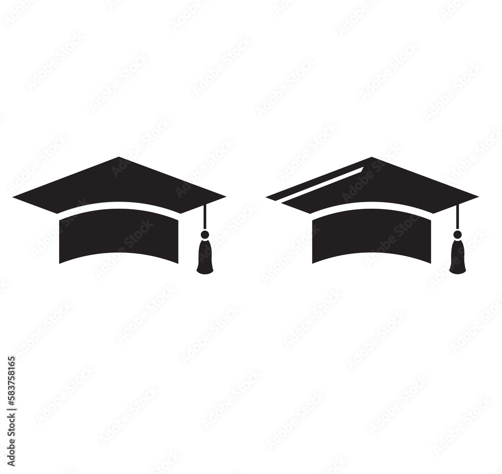 Graduation cap icon. Set of graduation cap icon. Stock Vector | Adobe Stock