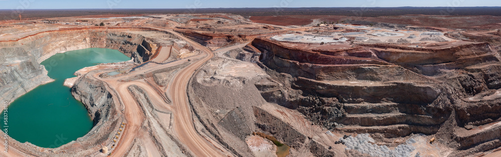 Aerial panoramic view of a mine site in Australia Stock Photo | Adobe Stock