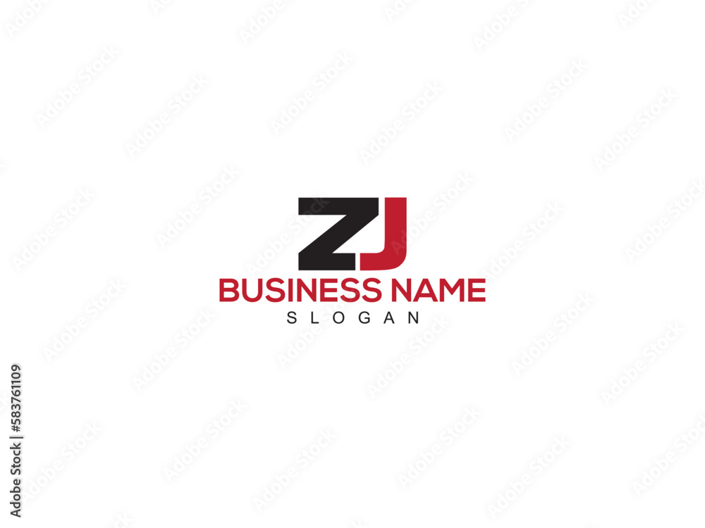 Minimalist Alphabet Letter ZJ z j Logo Design For Business Stock Vector ...