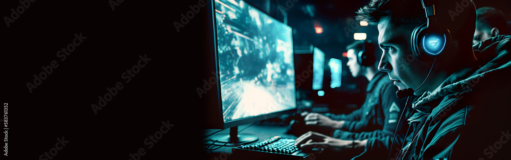 E-sport gaming player teams with illustration art and speed light stlye ...