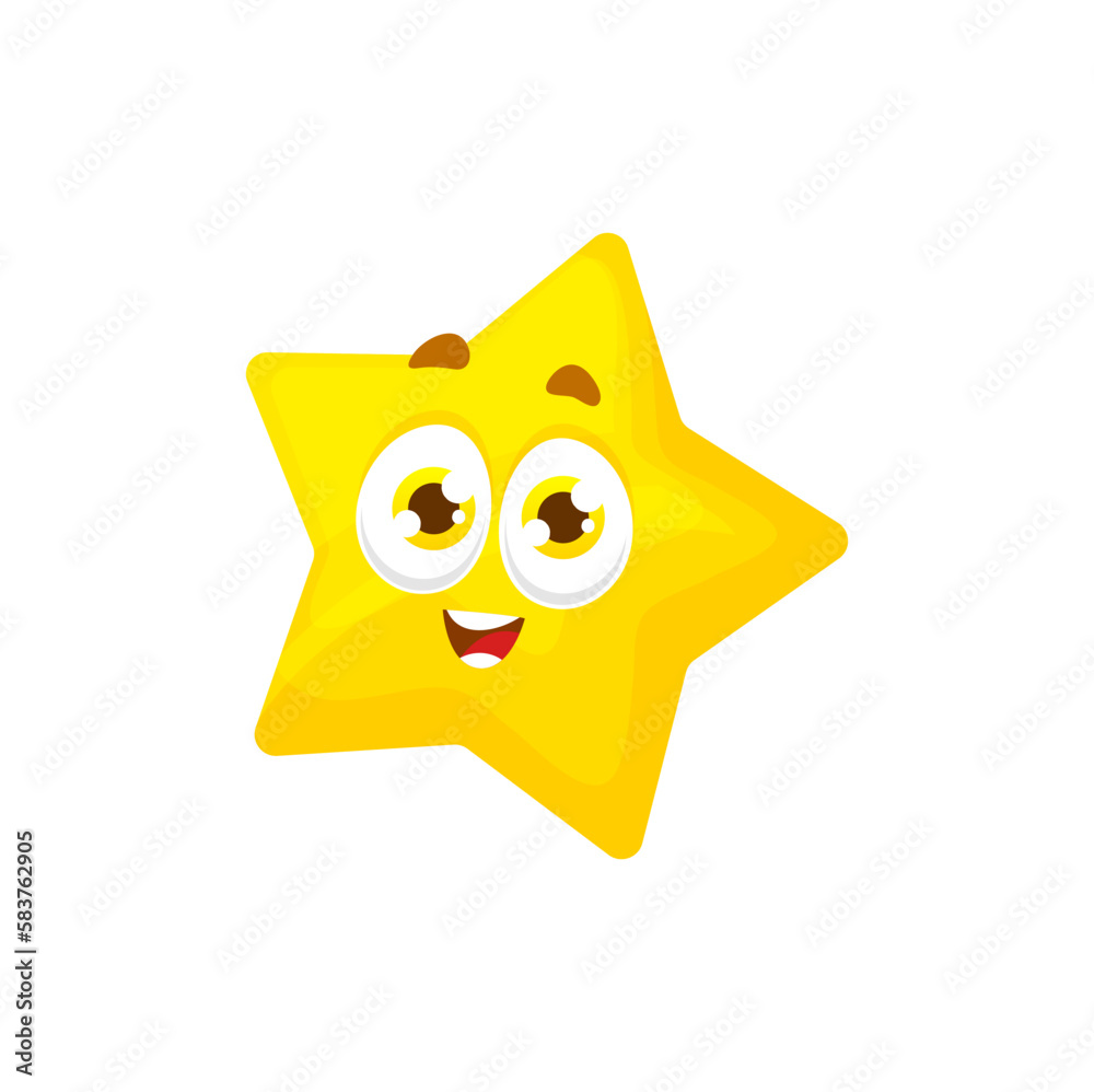 Cartoon star character with cheerful expression, yellow star shaped ...