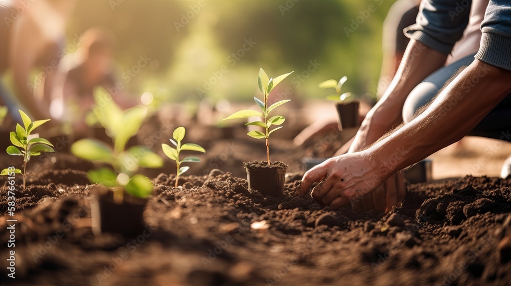 ?People planting trees and working in community gardens to promote ...