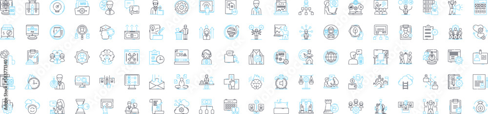 Performance management vector line icons set. Performance, Management ...