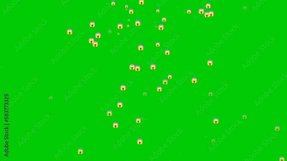 Animated shocked emoji on green screen with fountain effect. Stock ...