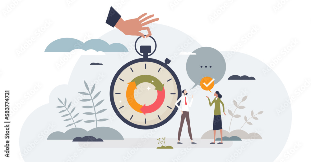 Change management process with business or work agility tiny person ...