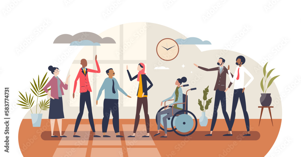 Diversity in workplace as team with different ethnicity, race or gender ...