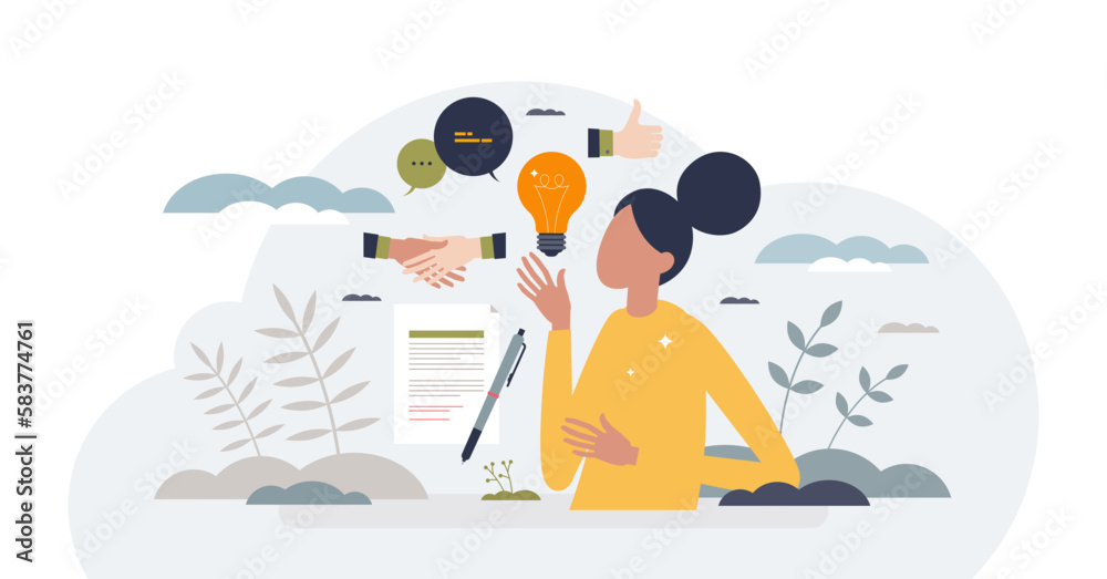 Soft skills as ability to successful communication tiny person concept ...