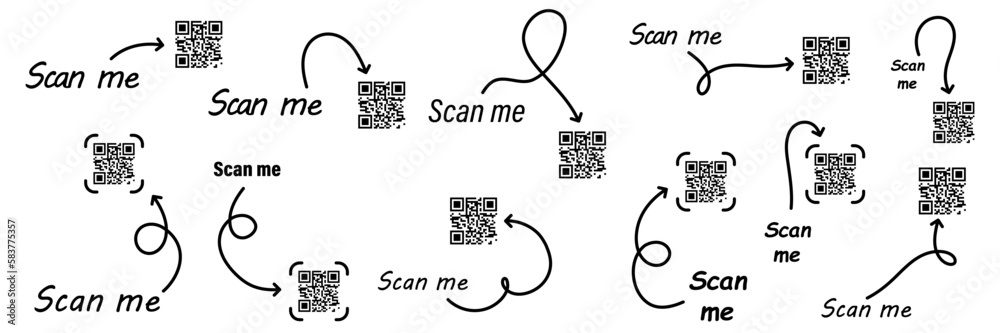 Scan me vector icon with QR code. Qrcode tempate for mobile app. Vector ...