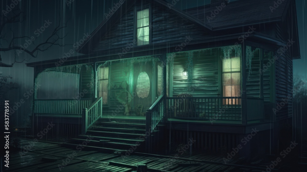 Front Porch of a ghostly, creepy and abandoned building, Haunted house ...