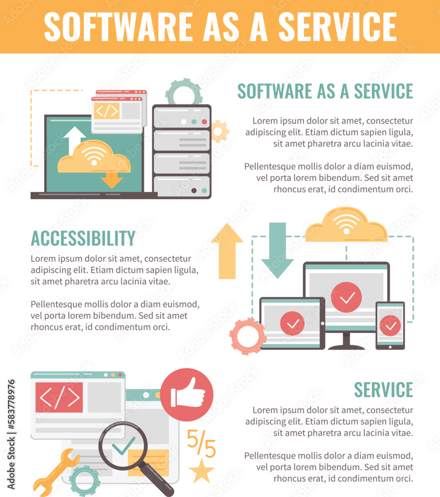 SAAS Flat Infographics Stock Vector | Adobe Stock